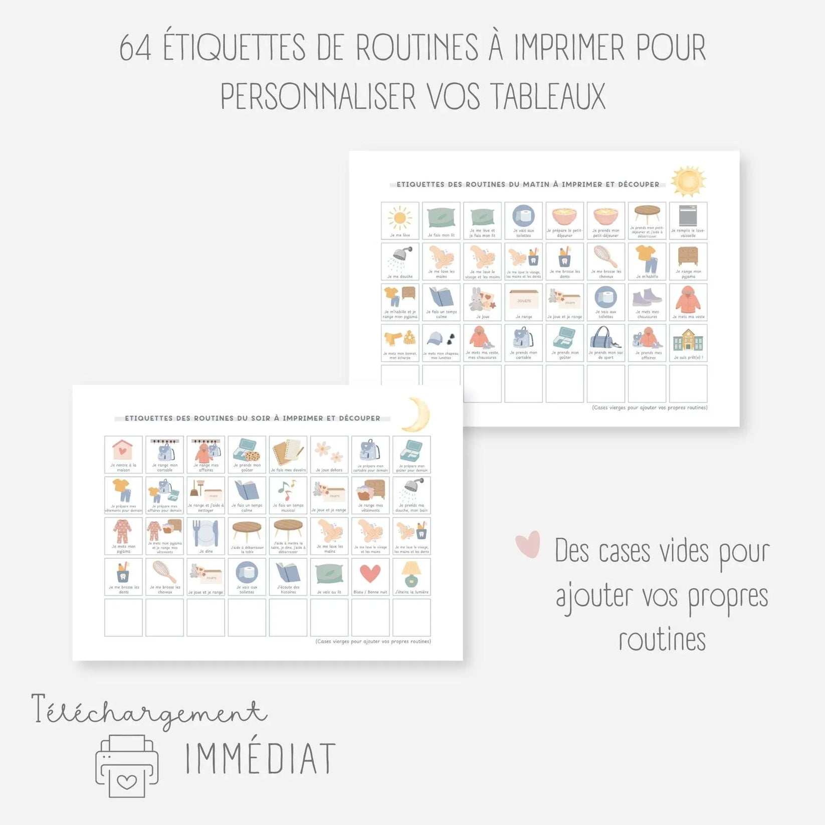 Mes tableaux de routines du matin et du soir à imprimer – Little Cabane